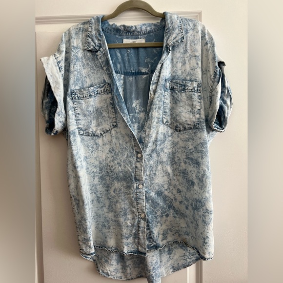 Tops | Bleached Blue Shirt | Poshmark